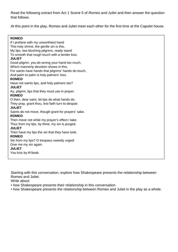 Romeo and Juliet: Essay Skills and Exam Practice | Teaching Resources