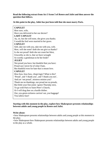 Romeo and Juliet: Essay Skills and Exam Practice | Teaching Resources