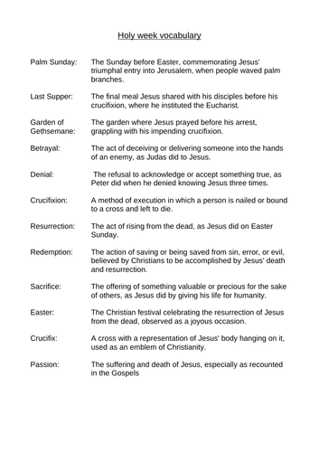 Holy week story - PowerPoint + Pictures + comprehension + vocabulary ...