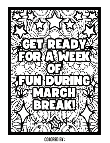 March Break Fun Activities, Mindfulness Relaxing SEL Coloring Sheets ...