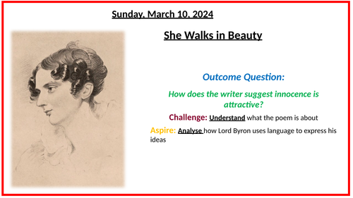 She Walks in Beauty by Lord Byron - analysis and write up | Teaching ...