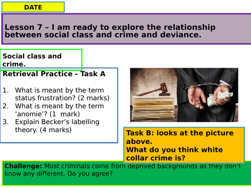 GCSE Sociology AQA Crime and Deviance | Teaching Resources