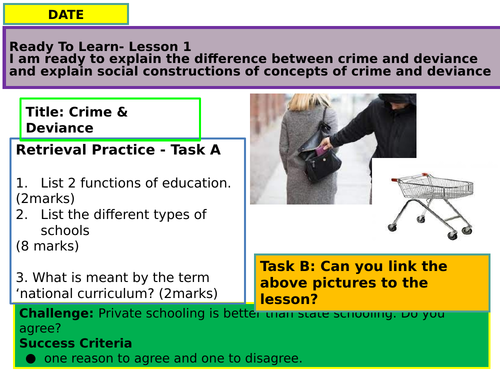 GCSE Sociology AQA Crime and Deviance | Teaching Resources