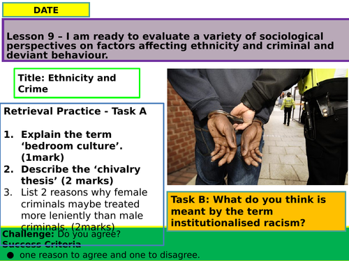 GCSE Sociology AQA Crime and Deviance | Teaching Resources