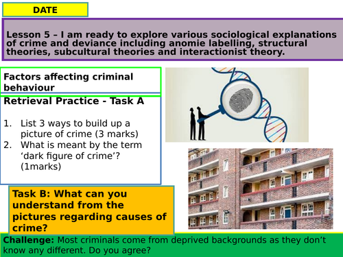 GCSE Sociology AQA Crime and Deviance | Teaching Resources