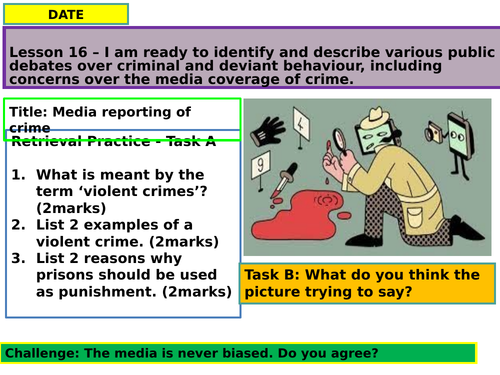 GCSE Sociology AQA Crime and Deviance | Teaching Resources