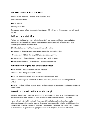 GCSE Sociology AQA Crime and Deviance | Teaching Resources