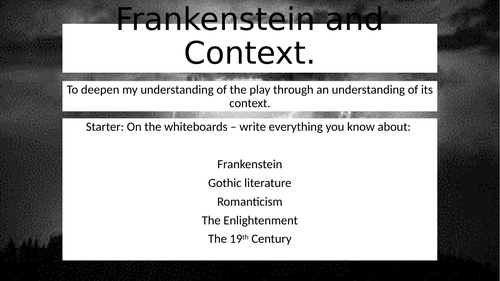 L1 Gothic Context Frankenstein the Play | Teaching Resources