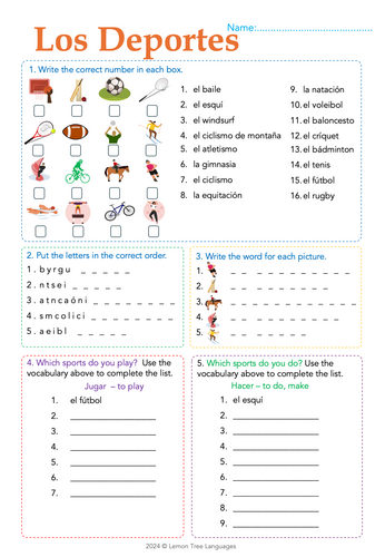 Spanish Sports - Los Deportes | Teaching Resources