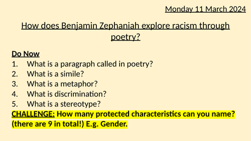 Poetry - Zephaniah - No Problem | Teaching Resources