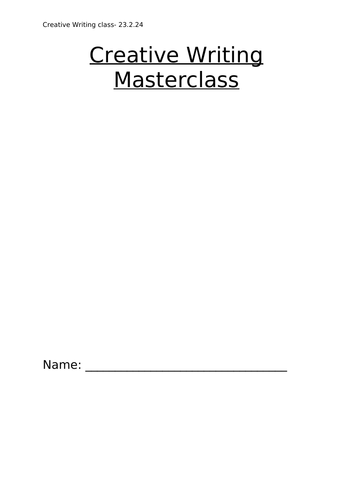 Creative Writing Workshop | Teaching Resources