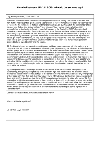 Hannibal - Hannibal's Leadership - GCSE Ancient History | Teaching Resources