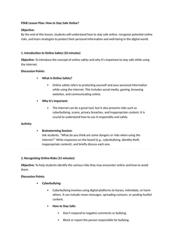 PSHE - How can I stay safe online? Lesson Plan | Teaching Resources