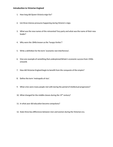 The Victorians - Fact Finder Challenge | Teaching Resources
