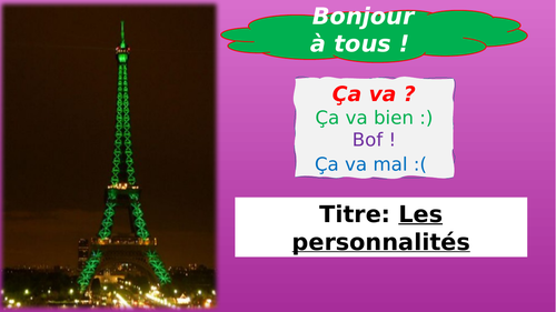 Year 7 French Personality / Personnalités PPT | Teaching Resources