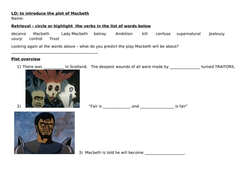 Plot overview for Macbeth - low ability GCSE | Teaching Resources