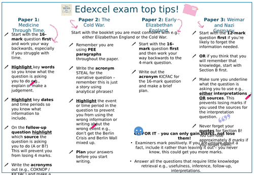 Edexcel History Exam Tips & Command Words | Teaching Resources