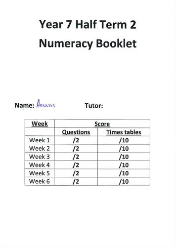 Year 7 Numeracy Practice Booklets | Teaching Resources