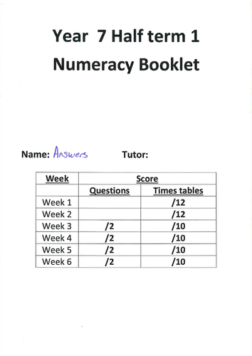 Year 7 Numeracy Practice Booklets | Teaching Resources