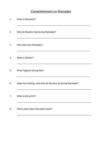 Ramadan PowerPoint + info sheet + comprehension + vocab | Teaching ...