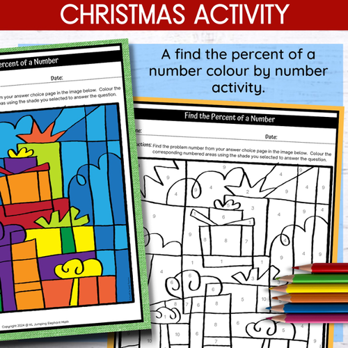 Christmas Find the Percent of a Number Color by Number Activity ...