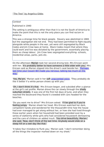 "The Test" by Angelica Gibbs | Teaching Resources