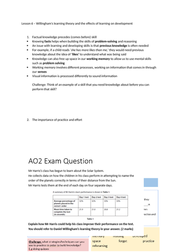 GCSE Edexcel Psychology Willingham's learning theory | Teaching Resources GCSE Edexcel Psychology Willingham's learning theory | Teaching Resources
