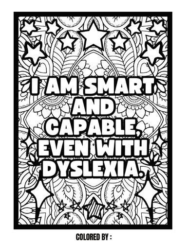 Dyslexia Activities, Encouraging Affirmations Coloring Pages, No Prep ...