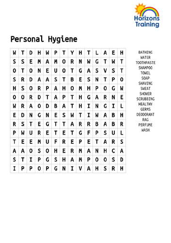 Wordsearch - Personal Hygiene | Teaching Resources