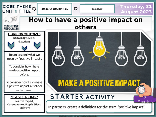 Having a positive impact on others (School, Family, friends) | Teaching ...