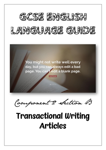 Article Writing Guide (Eduqas Component 2, Section B) - 3 of 7 | Teaching Resources