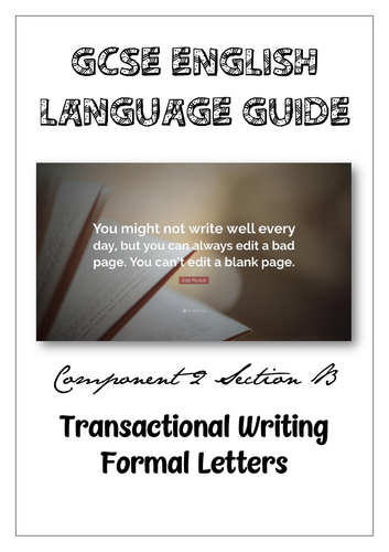 Formal Letter Writing Guide (Eduqas Component 2, Section B) - 1 of 7 ...
