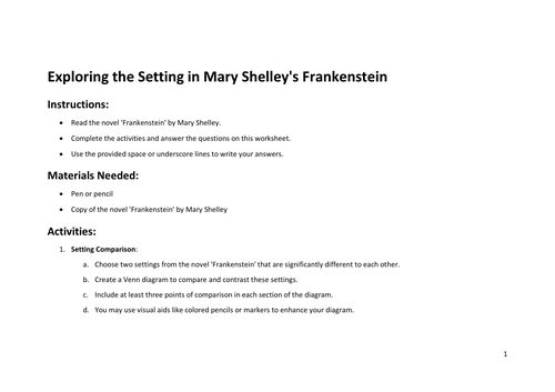 Exploring the Setting in Mary Shelley's Frankenstein | Teaching Resources