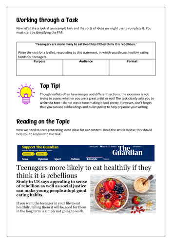 Leaflet Writing Guide (Eduqas Component 2, Section B) - 2 of 7 ...