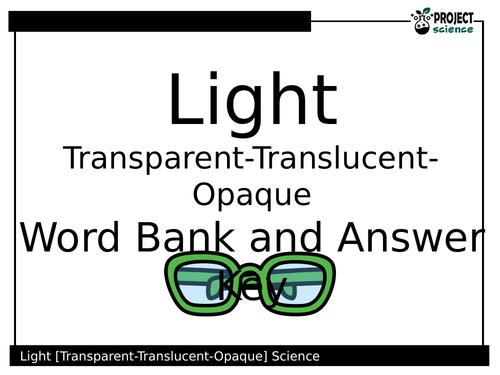 Light: Transparent - Translucent - Opaque Science Doodles | Teaching ...