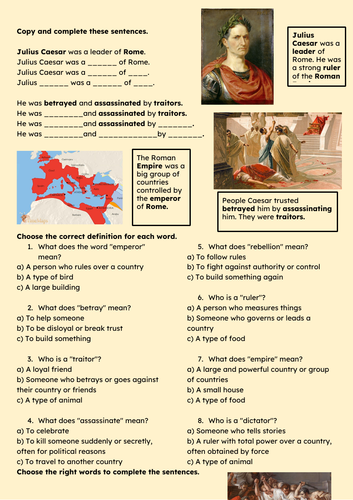 Julius Caesar Context Worksheet SEN EAL Shakespeare | Teaching Resources