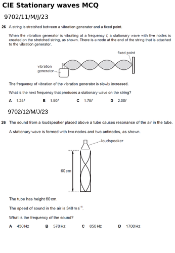 Stationary waves revision lesson for AS Physics 9702 | Teaching Resources