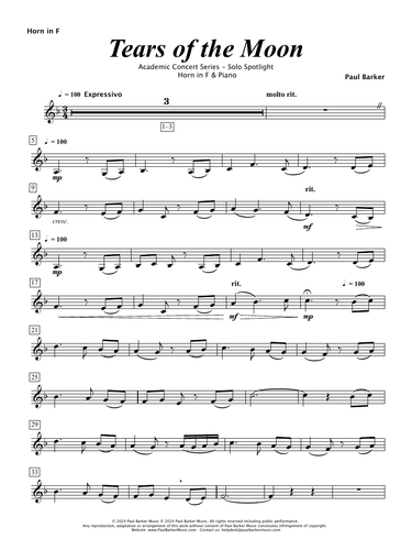 Tears of the Moon (Horn in F and Piano) | Teaching Resources
