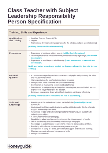 Subject Leader Interview Pack | Teaching Resources