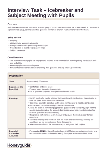 Subject Leader Interview Pack | Teaching Resources
