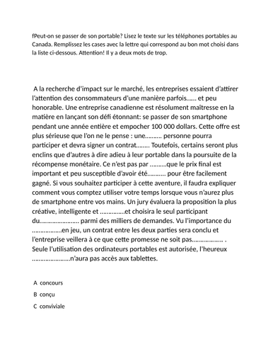 FRENCH A LEVEL AQA - gap filling exercise with answer key | Teaching ...