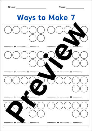 Ways to Make 6 and 7 Kindergarten Math Worksheets - Making 6 and 7 ...