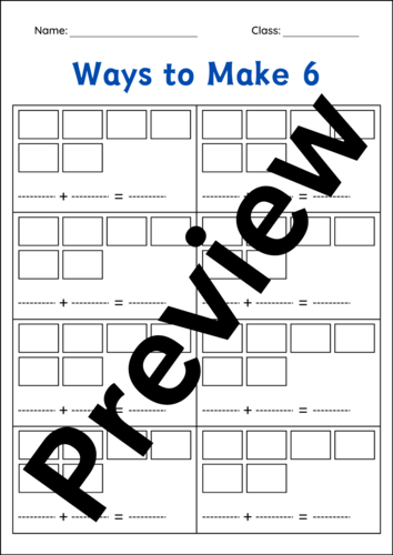 Ways to Make 6 and 7 Kindergarten Math Worksheets - Making 6 and 7 ...