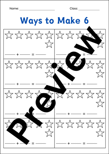 Ways to Make 6 and 7 Kindergarten Math Worksheets - Making 6 and 7 ...