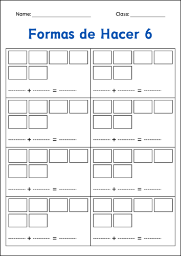 Formas de Hacer 6 y 7 Hojas de Trabajo - Ways to Make 6 and 7 in ...