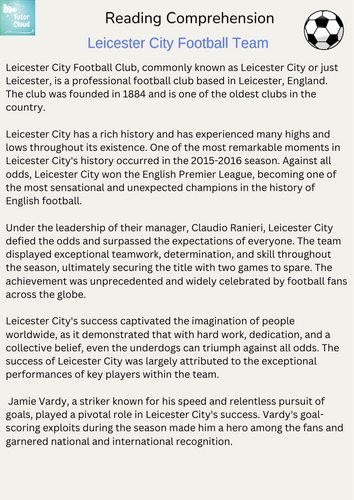 Premier League Football Reading Comprehension Bundle | Teaching Resources