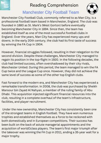 Premier League Football Reading Comprehension Bundle | Teaching Resources
