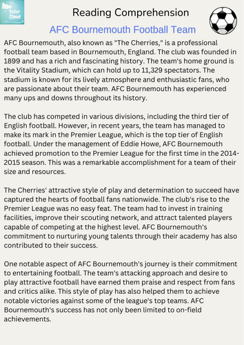 Premier League Football Reading Comprehension Bundle | Teaching Resources