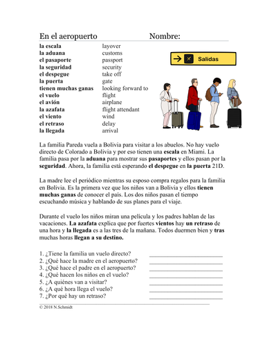 En el aeropuerto Lectura - At the Airport Spanish Reading (vuelo, viaje ...