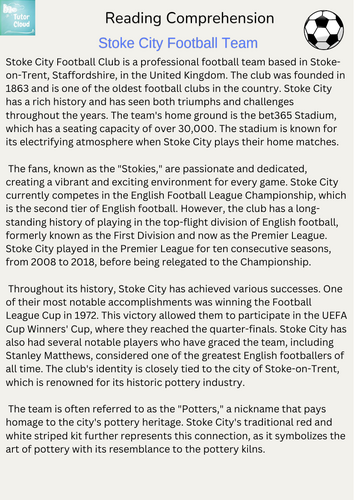Premier League Football Reading Comprehension Bundle | Teaching Resources
